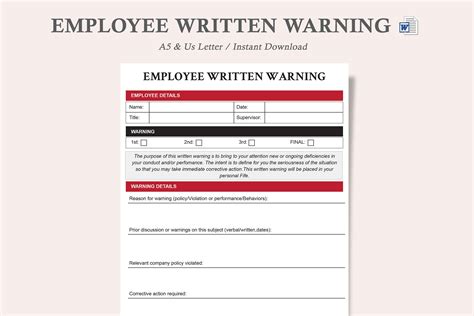 Employee Warning Form 48 Professional Warning Letters To Employee 8