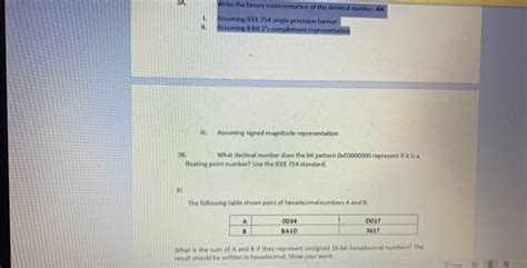 Solved Write The Binary Representation Of The Decimal Number 4 Assuming 1 Answer