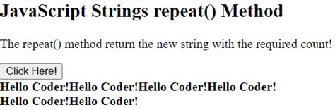 Javascript String Repeat Method Tpoint Tech