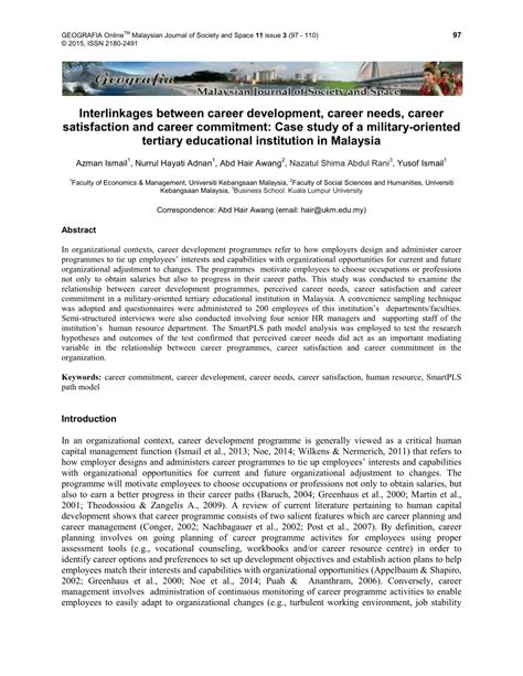 Pdf Interlinkages Between Career Development Career Needs Career