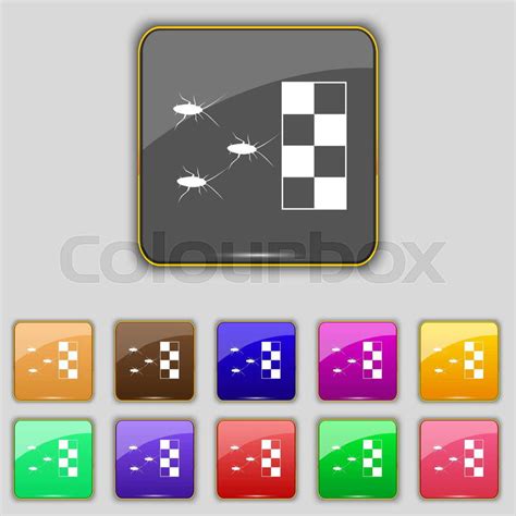 Cockroach Races Icon Sign Set With Eleven Colored Buttons F Colourbox