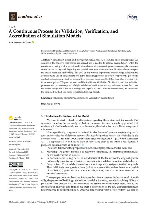 Pdf A Continuous Process For Validation Verification And
