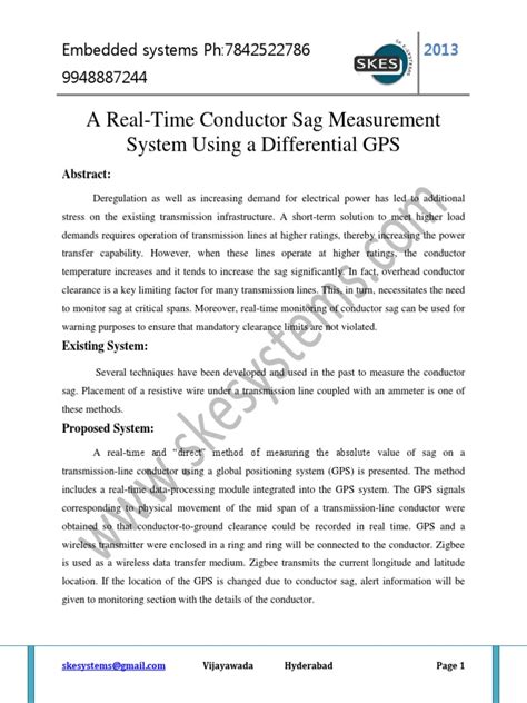 A Real Time Conductor Sag Measurement System Using A Differential Gps Pdf Embedded System