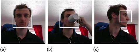 Face Following Capabilities A Face Detected B Covered Face C