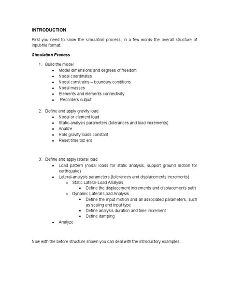 Opensees Tutorial Pdf Equations System