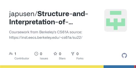 Github Japusenstructure And Interpretation Of Computer Programs Coursework From Berkeleys