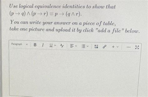 Solved Use Logical Equivalence Identities To Show That Chegg Com