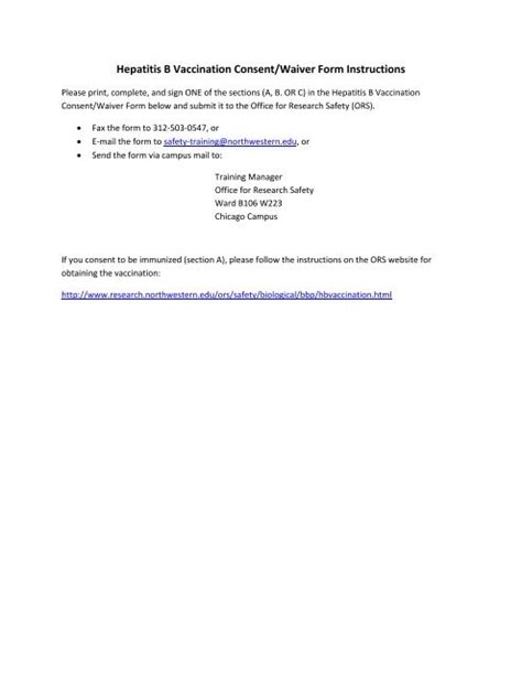 Hepatitis B Vaccination Consent Waiver Form Instructions Office For