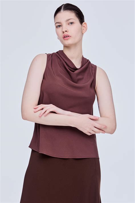 Sleeveless Cowl Neck Blouse Iora Malaysia