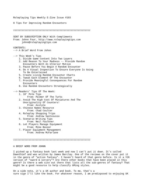 193 8 Tips For Improving Random Encounters Pdf Games And Activities