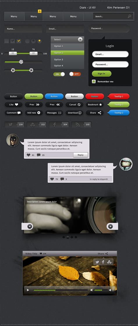 Dark Ui Kit Psd Vector Uidownload
