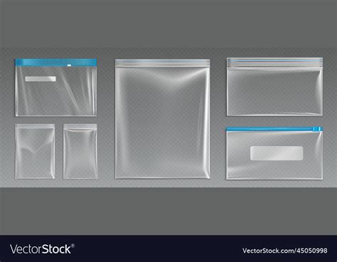 Plastic Ziplock Bags Empty Zip Pouches Set Vector Image