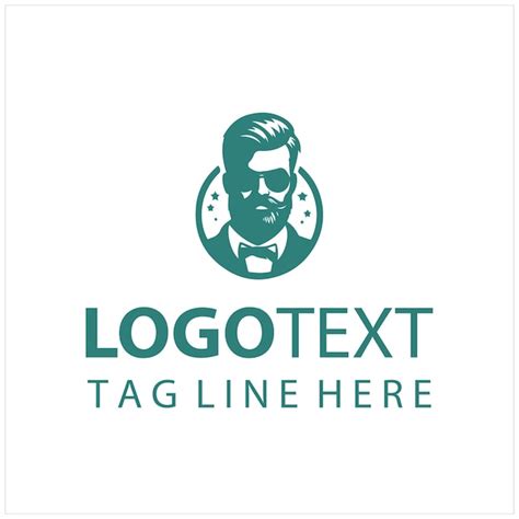 수염이 있는 남자 로고 프리미엄 Ai 생성 벡터
