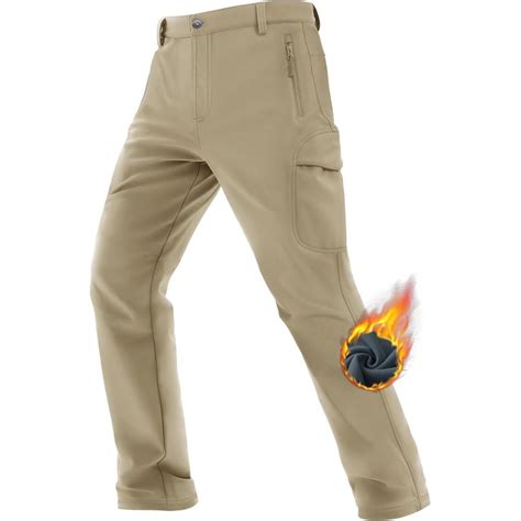 Tacvasen Mens Winter Hiking Pants Fleece Lined Cargo Tactical Work Softshell Snow Ski