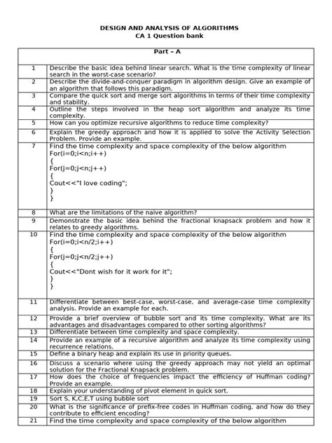 2026 Daa Cia 1 Question Bank Pdf Computational Complexity Theory