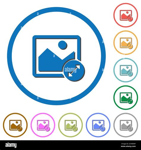 Resize Image Large Flat Color Vector Icons With Shadows In Round