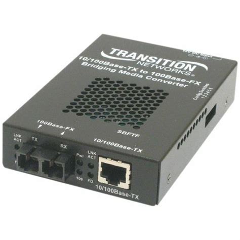 Transition Networks 10 100 Bridging 10 100Base TX To 100Base FX Media Converter 1 X RJ 45 1