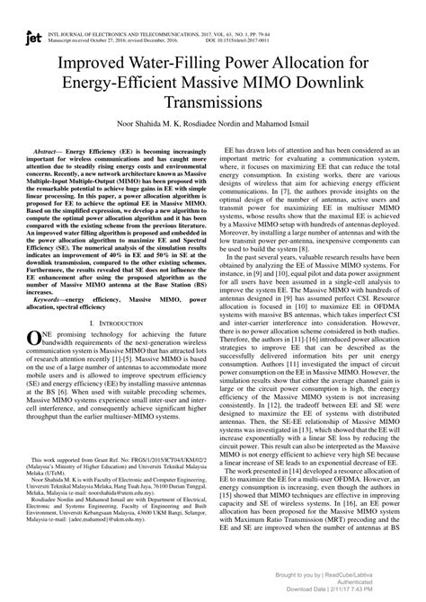 Pdf Improved Water Filling Power Allocation For Energy Efficient