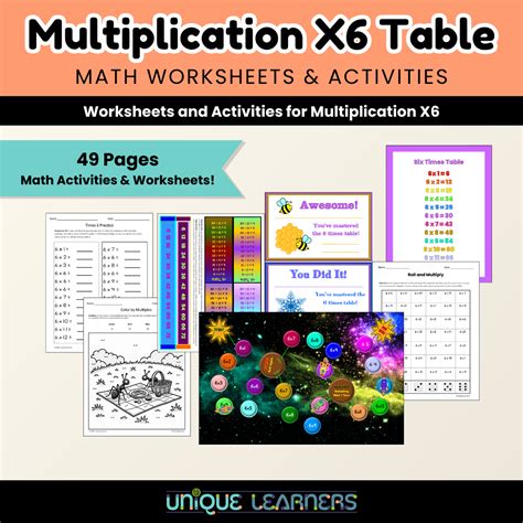 Multiplication X6 Unit Study Unique Learners