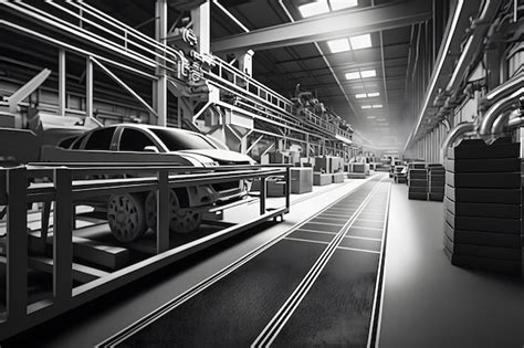 Premium Ai Image Automation Aumobile Factory Concept Robot Assembly Line In Car Manufacturing