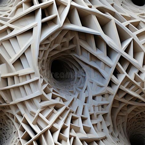 Intricate 3d Rendering Of A Triangular Structure With Ceramic Elements Tiled Stock