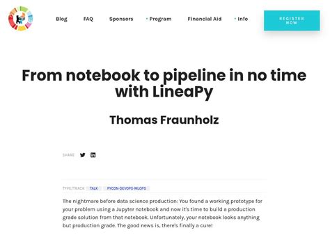 Dr Thomas Fraunholz 🦛🇪🇺 On Linkedin Pycon Pydata Berlin Lineapy Dvc Mlops