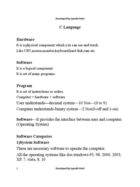 C Language Begginers Notes Pdf