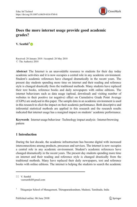 Pdf Does The More Internet Usage Provide Good Academic Grades