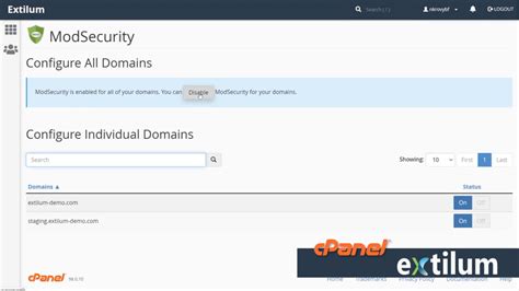 Enable And Disable ModSecurity For All Domains CPanel Extilum Help