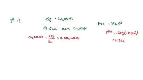 Solved 1 Calculate The Ph Of And Solution Prepared By Dissolvlng 1 30 G Of Sodium Acetate Ch