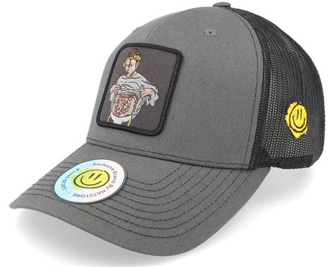 Flexing Abs Patch Charcoal Black Trucker Lucid Smile