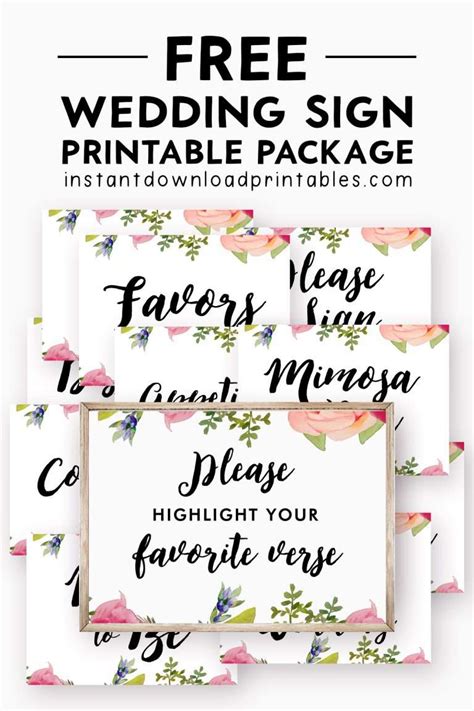 Free Printable Wedding Signs Instant Download Printables