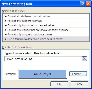 Michael S TechBlog Excel 2010 Highlight Every Two Rows
