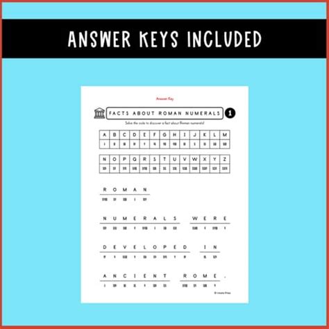 Roman Numerals Worksheets With Secret Codes And Fun Facts 4th 5th 6th