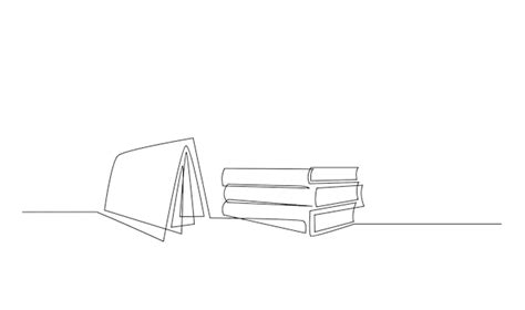 책 일러스트레이션의 연속 라인 아트 드로잉 프리미엄 벡터