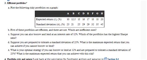 Solved 3 Efficient Portfolios A Plot The Following Risky Chegg