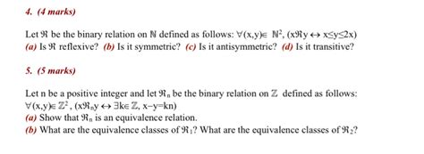 Solved 4 ﻿markslet R ﻿be The Binary Relation On N ﻿defined