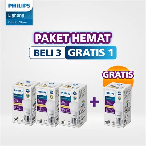 Jual Philips Paket Lebih Cuan Beli Gratis Lampu Radiantline Ledbulb W K Kuning Shopee
