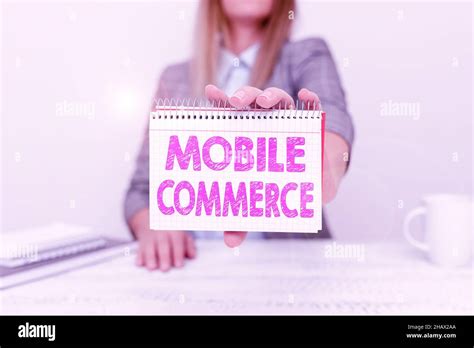 Text Sign Showing Mobile Commerce Conceptual Photo Using Mobile Phone To Conduct Commercial