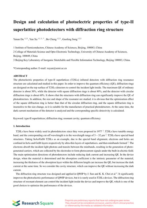 Pdf Design And Calculation Of Photoelectric Properties Of Type Ii