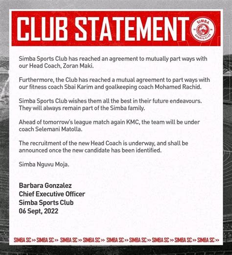 Official Simba Sack Coach After 70 Days Idiski Times