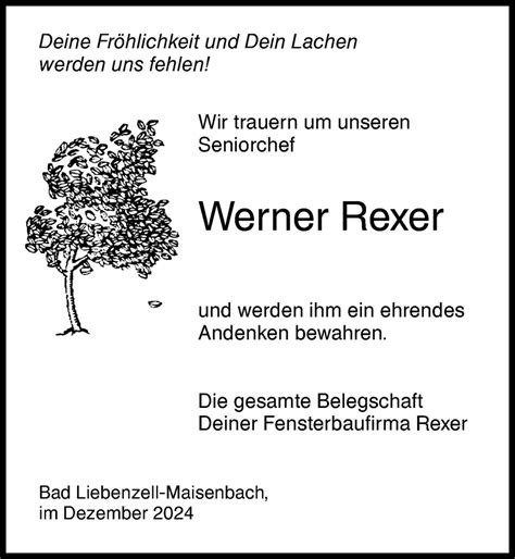 Traueranzeigen Von Werner Rexer Schwarzwälder Bote Trauer
