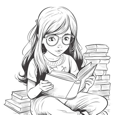 Ragazza Che Legge Un Libro Di Disegno