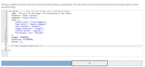 Solved Define A Setter Function Named Wonaward That Takes A