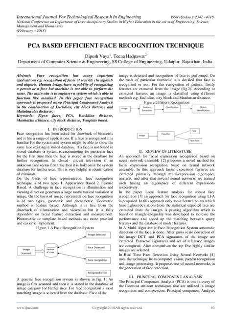 Pdf Pca Based Efficient Face Recognition Technique