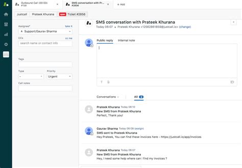 zendesk log text messages under single ticket make calls from zendesk