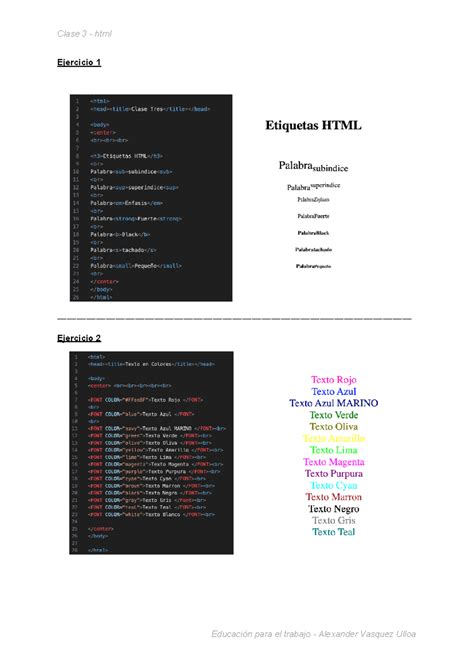 Clase 3 HTML Programacion de Sistemas Clase 3 html Ejercicio 1 Ejercicio 2 Educación para