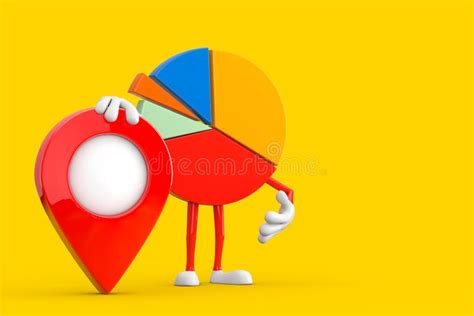 Info Graphics Business Pie Chart Character Person With Red Map Pointer Target Pin 3d Rendering
