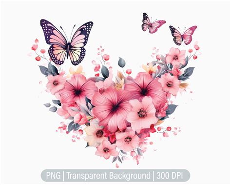 Pink Butterflies Clipart Spring Flower Butterfly Png Clipart Junk