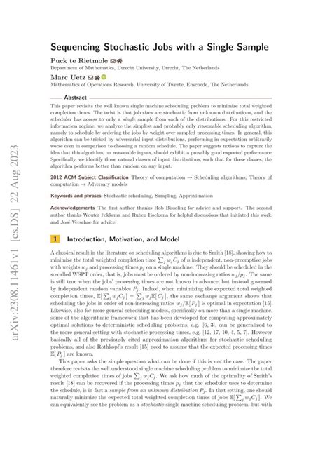 sequencing stochastic jobs with a single sample deepai